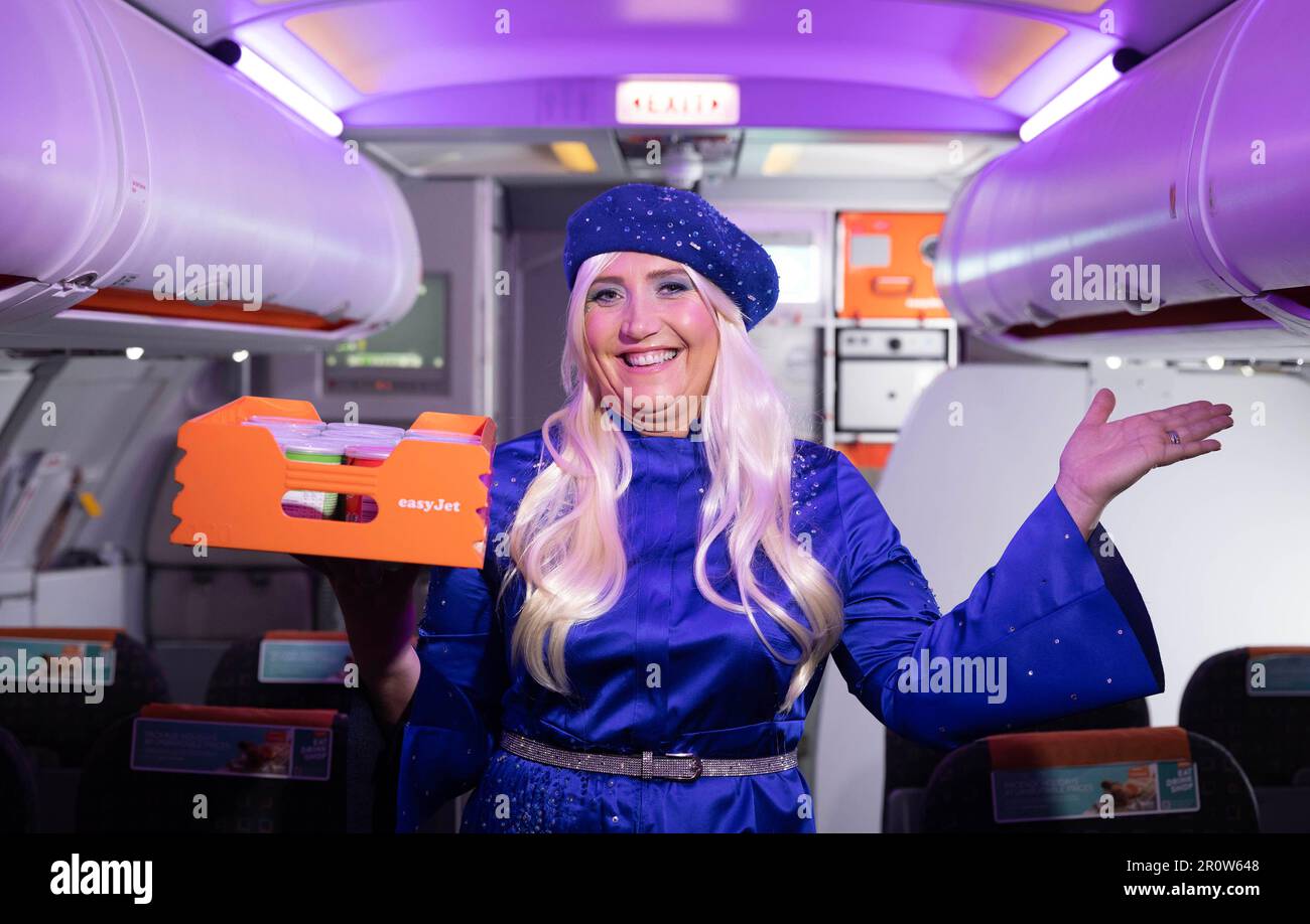 EDITORIAL USE ONLY Cabin crew member Aimee Noone dressed as Sweden's ...