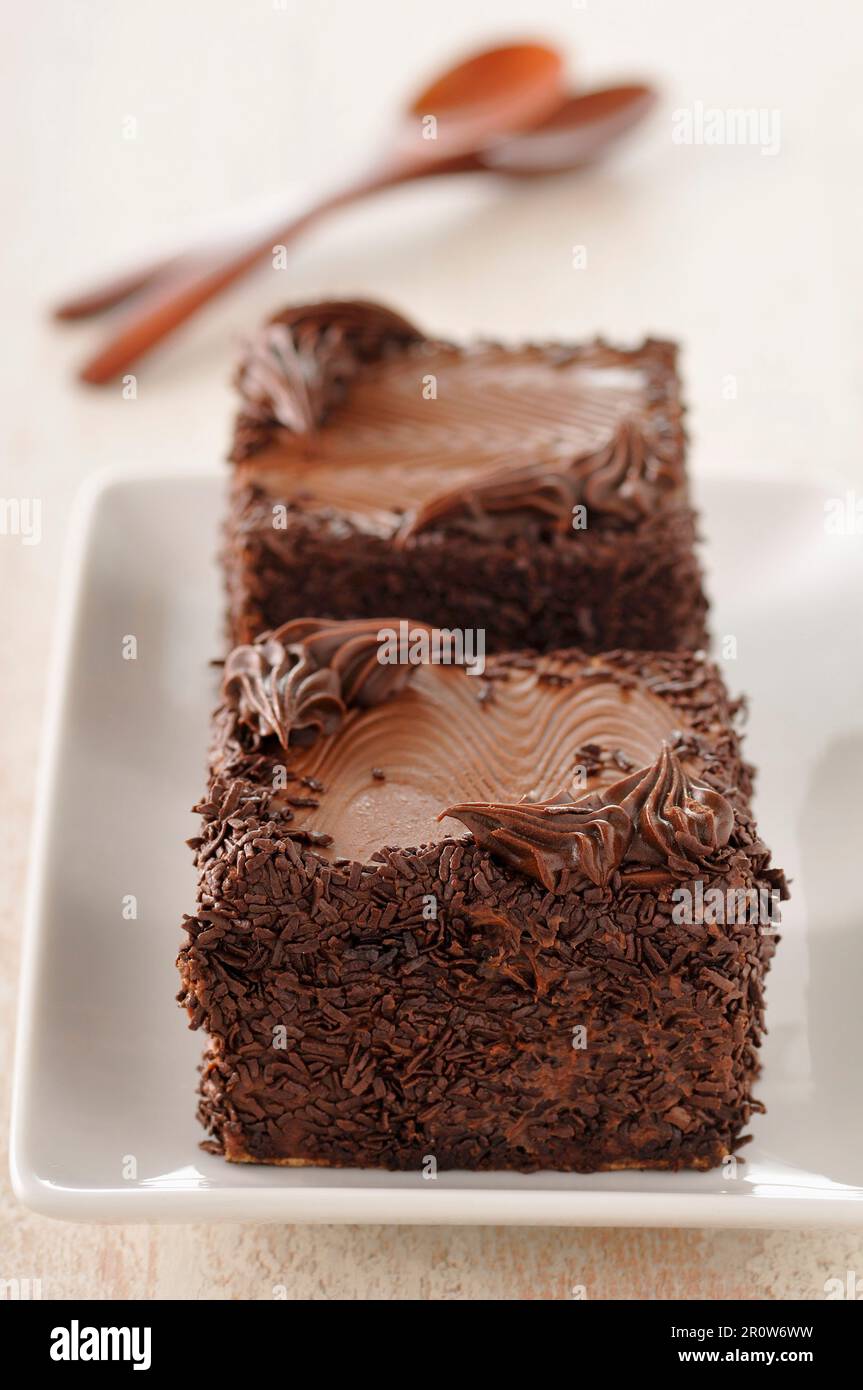 Two portions of Moka cake Stock Photo - Alamy
