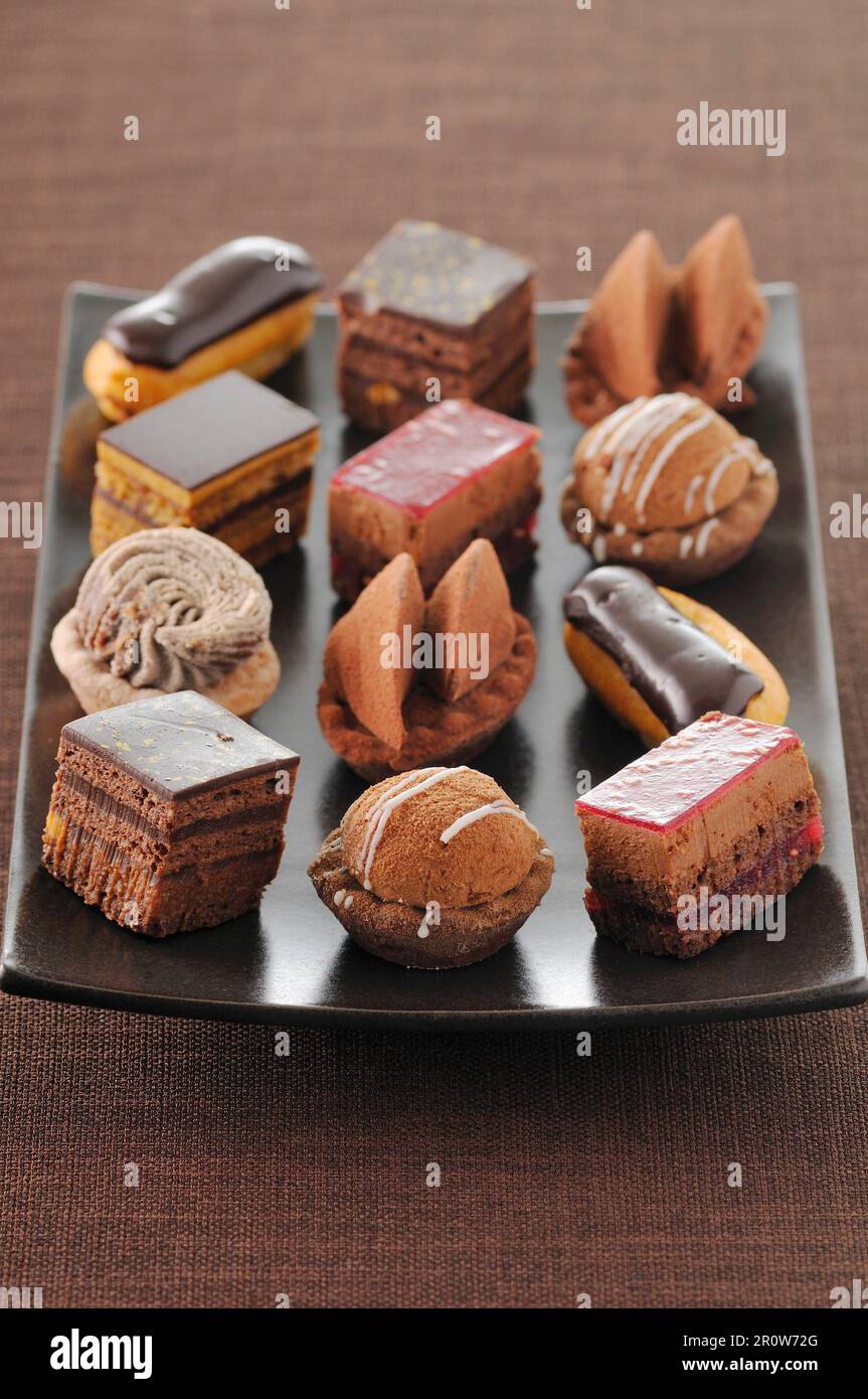 Selection of chocolate Petit fours Stock Photo - Alamy