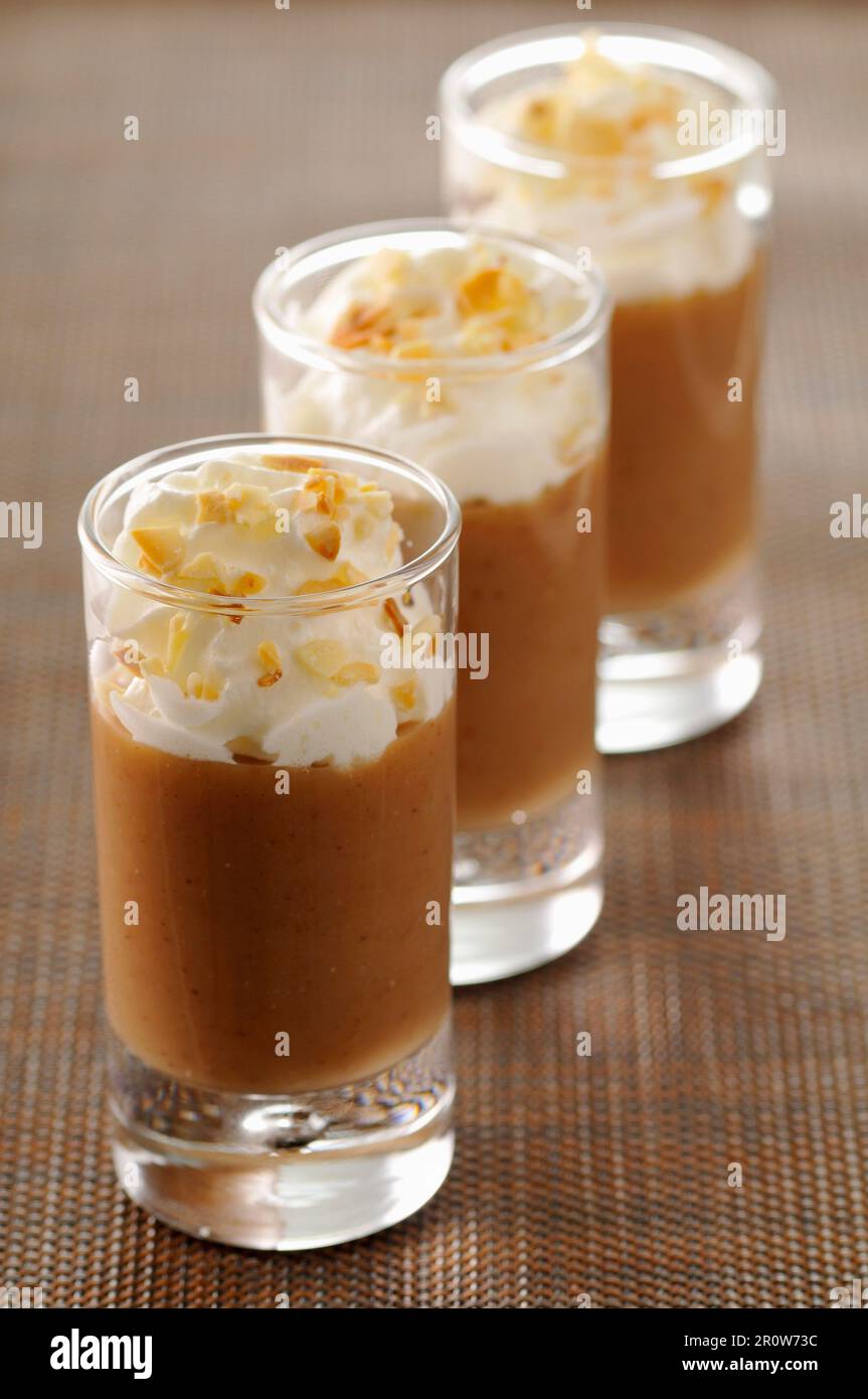 Chestnut cream with whipped cream Stock Photo - Alamy