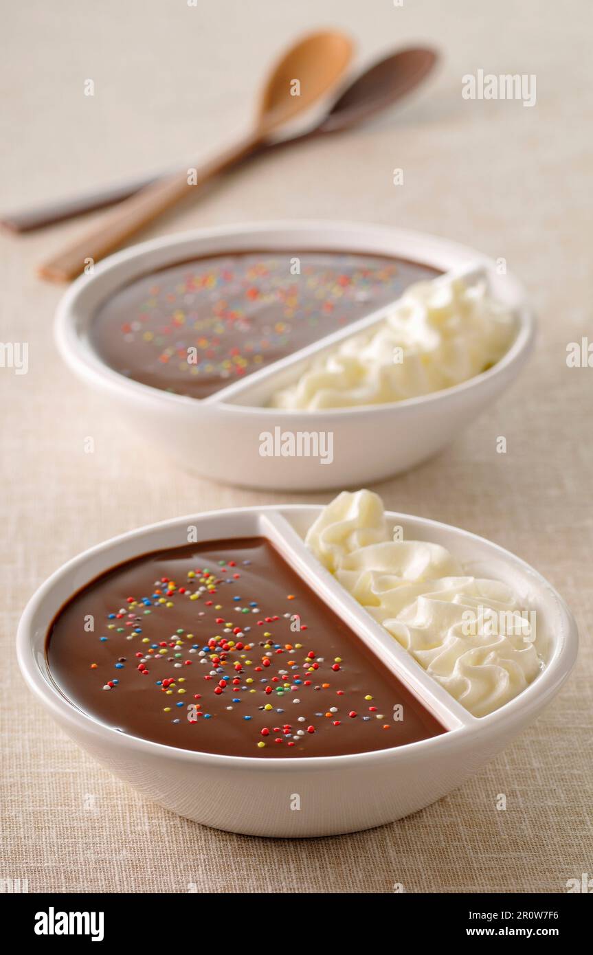 Chocolate cream dessert with whipped cream Stock Photo - Alamy