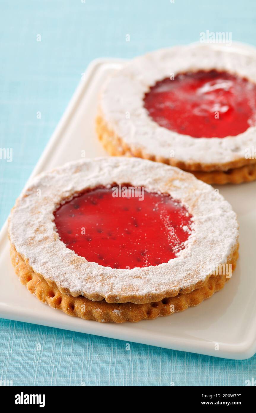 Shortbread jam biscuits Stock Photo - Alamy