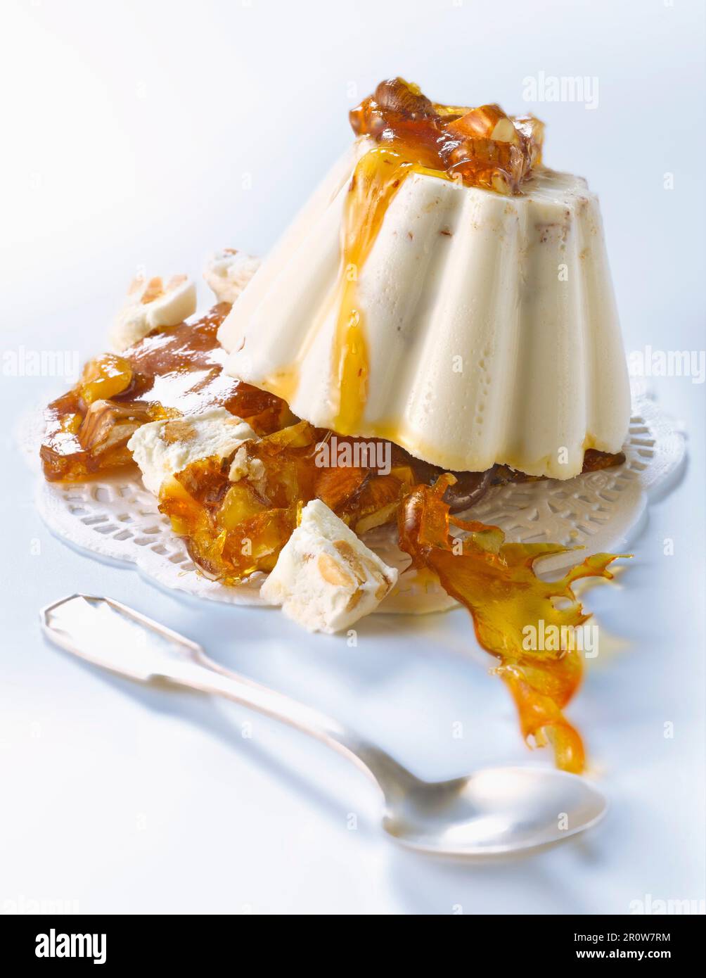 Nougat panacotta ,toffee and dried fruit Stock Photo - Alamy