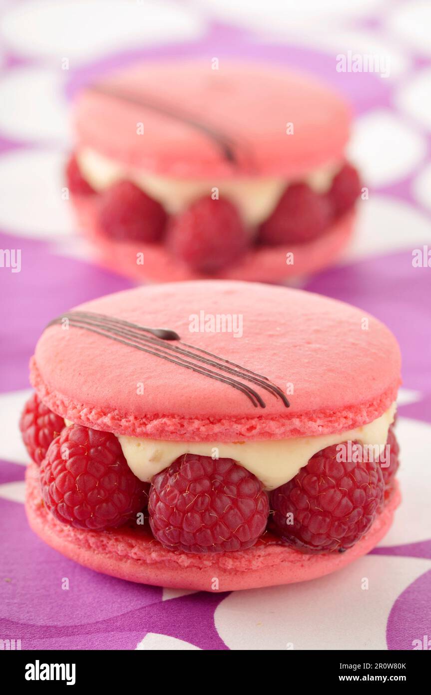 Raspberry macaron two cakes hi-res stock photography and images - Alamy