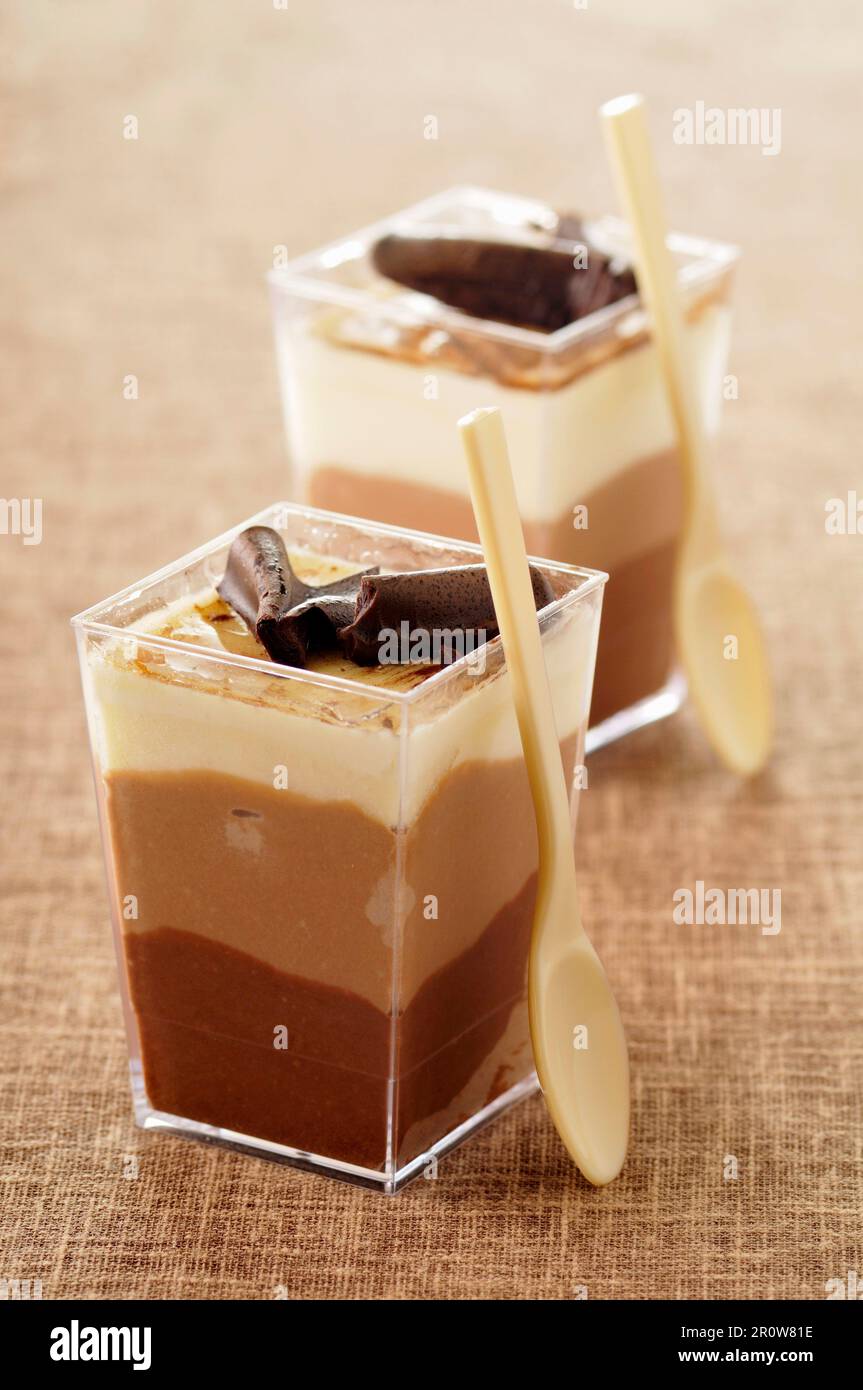 Three chocolate Verrines Stock Photo - Alamy