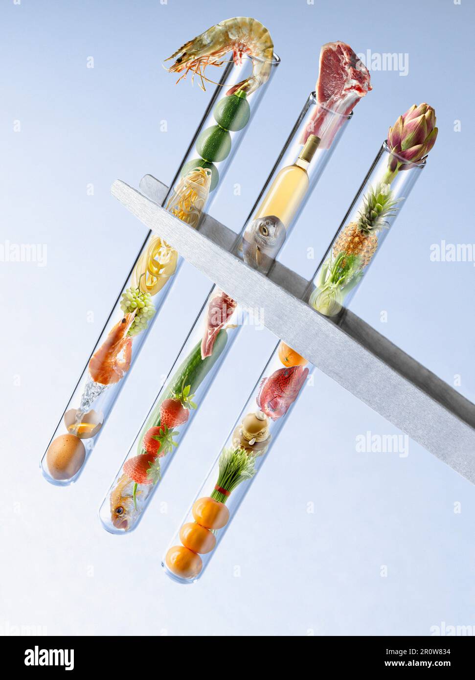Food products in test tubes Stock Photo - Alamy