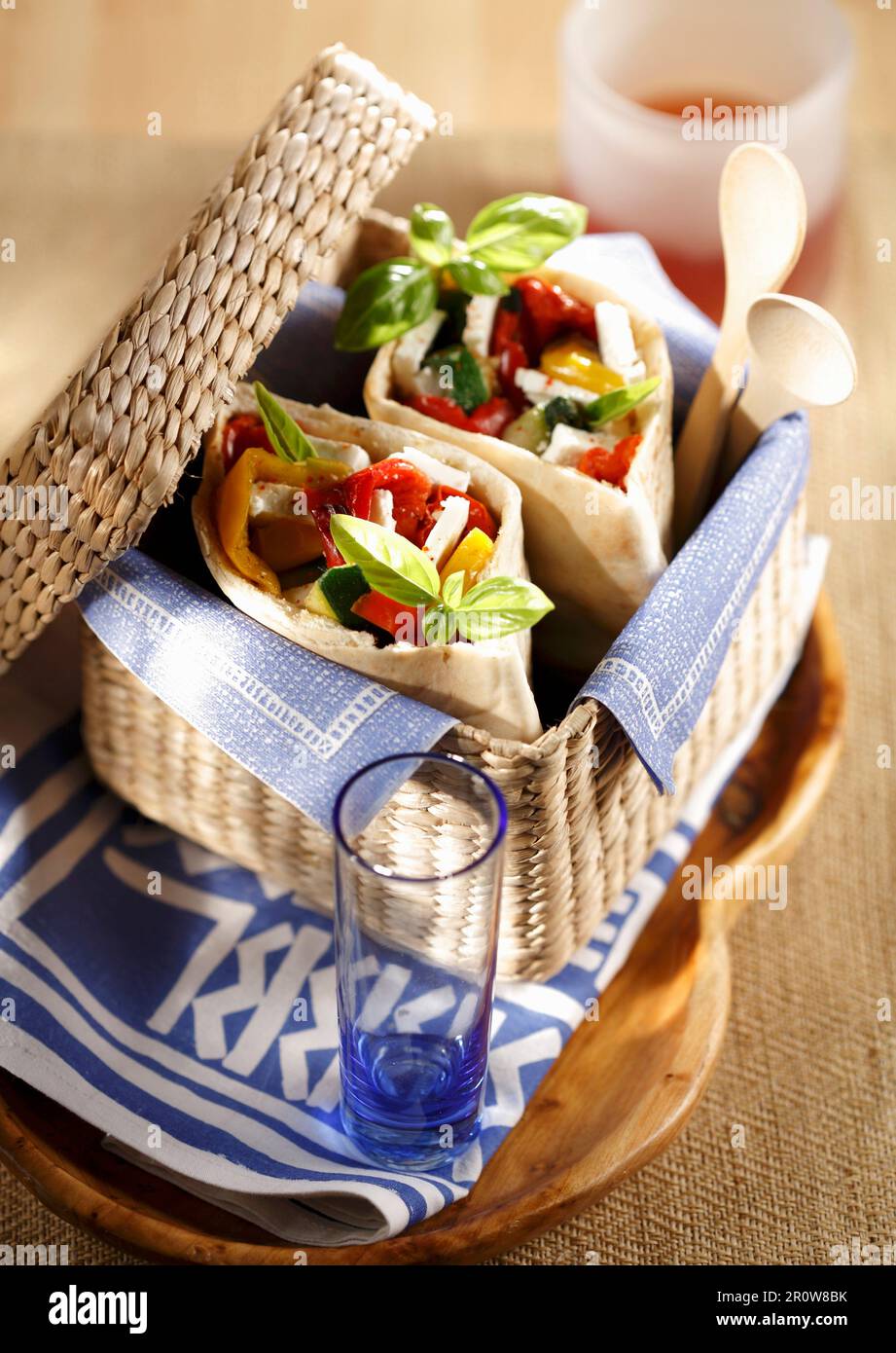 Vegetable and feta pitta bread sandwiches Stock Photo - Alamy