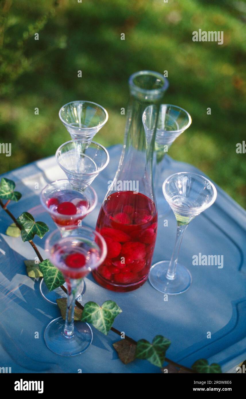 Homemade raspberry liqueur Stock Photo - Alamy