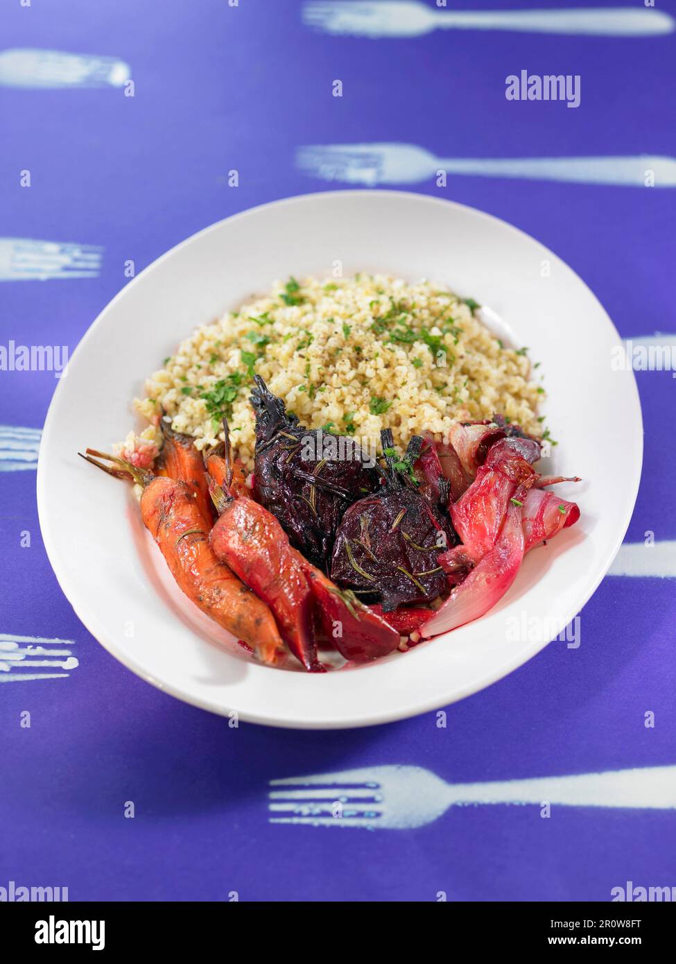 Bulghour with roast vegetables Stock Photo - Alamy