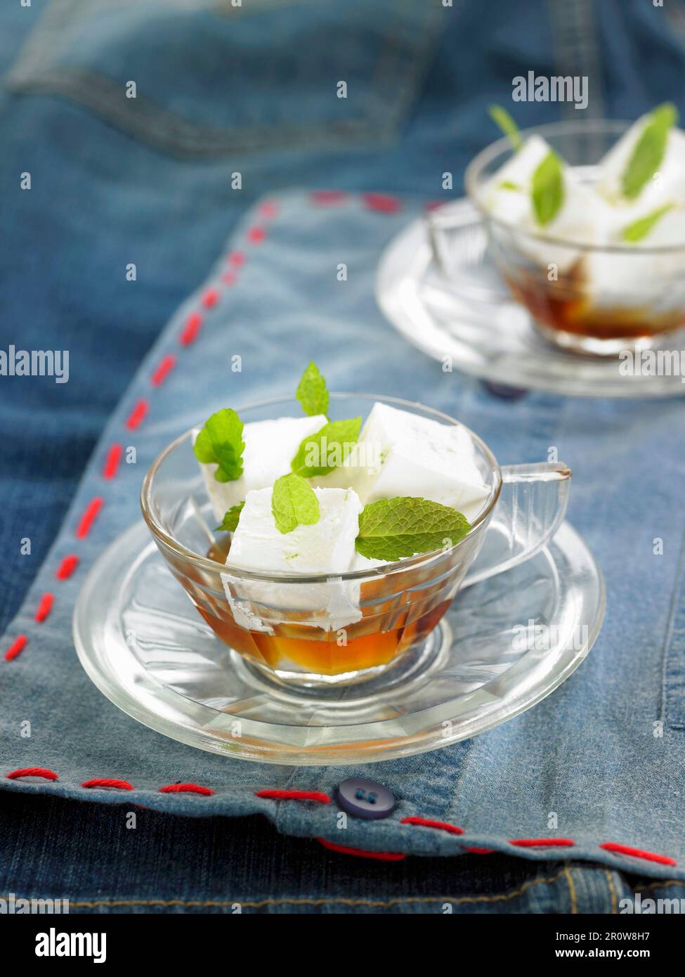Lime-flavored meringue cubes with a mint infusion Stock Photo - Alamy