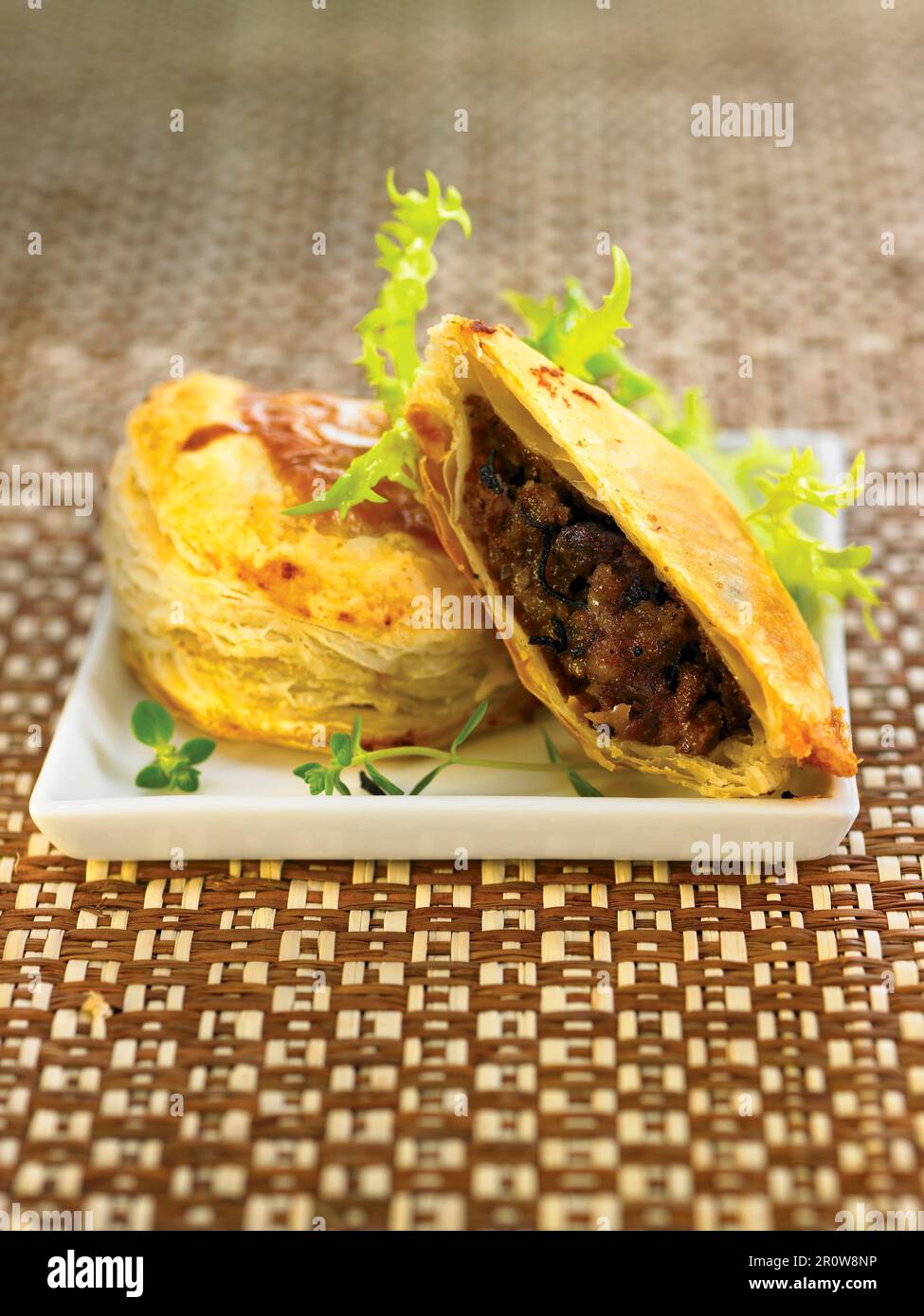 Morteruelo and truffle puff pastry pies Stock Photo - Alamy