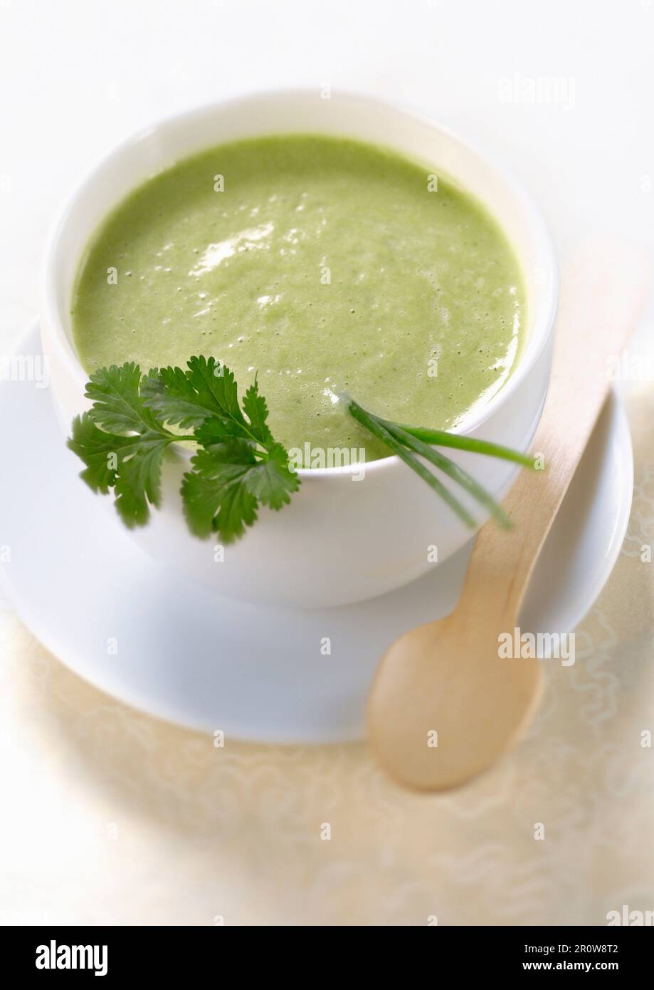 Chilled cream of lettuce heart and herb soup Stock Photo - Alamy