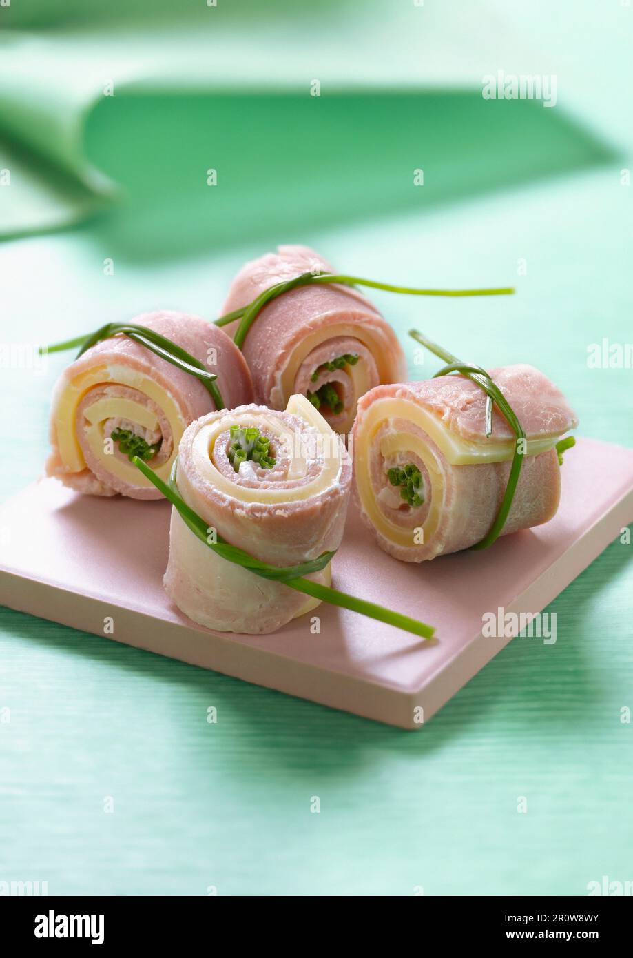 Emmental ,boiled ham and chive rolls Stock Photo - Alamy