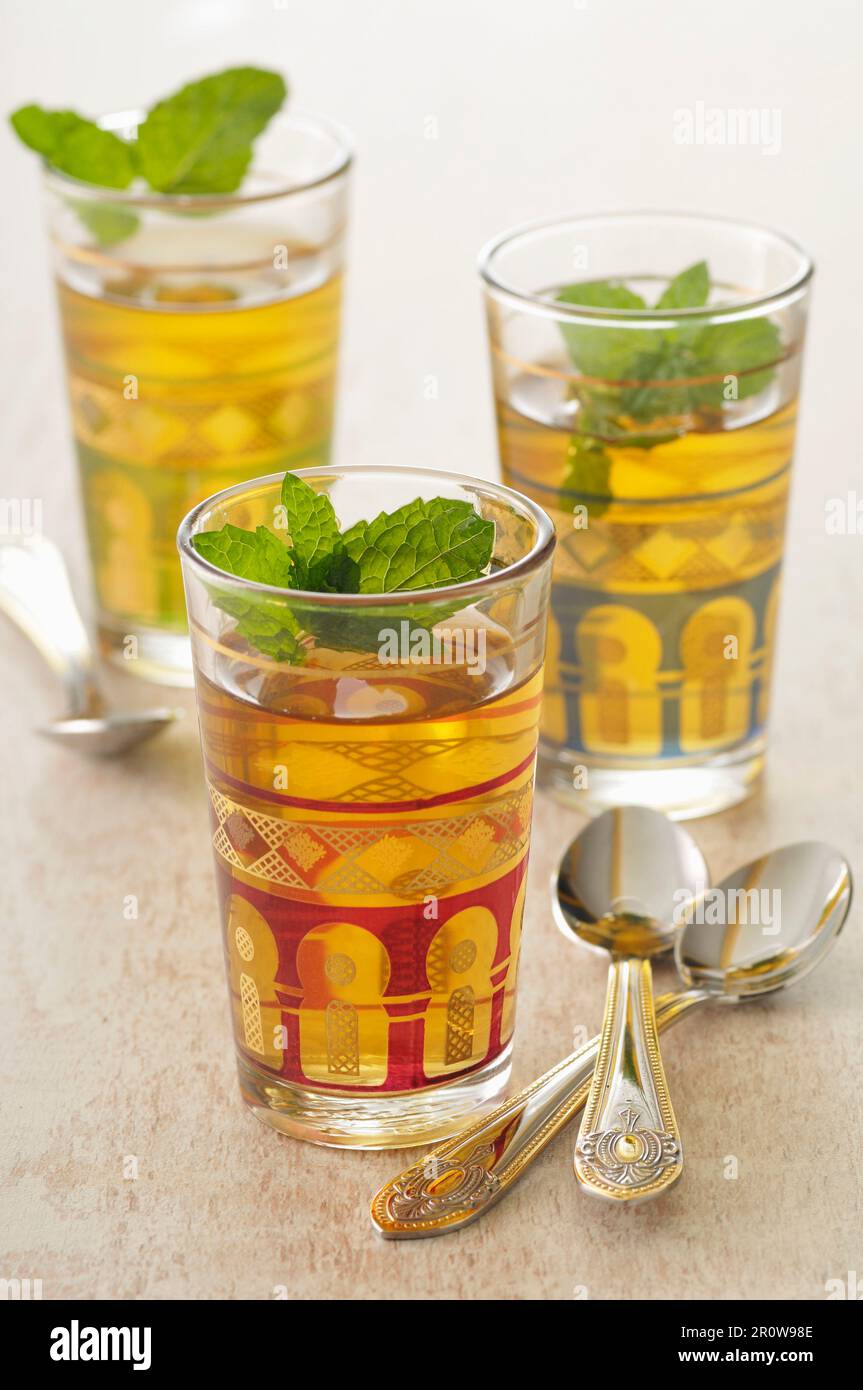 Glasses of mint tea Stock Photo - Alamy
