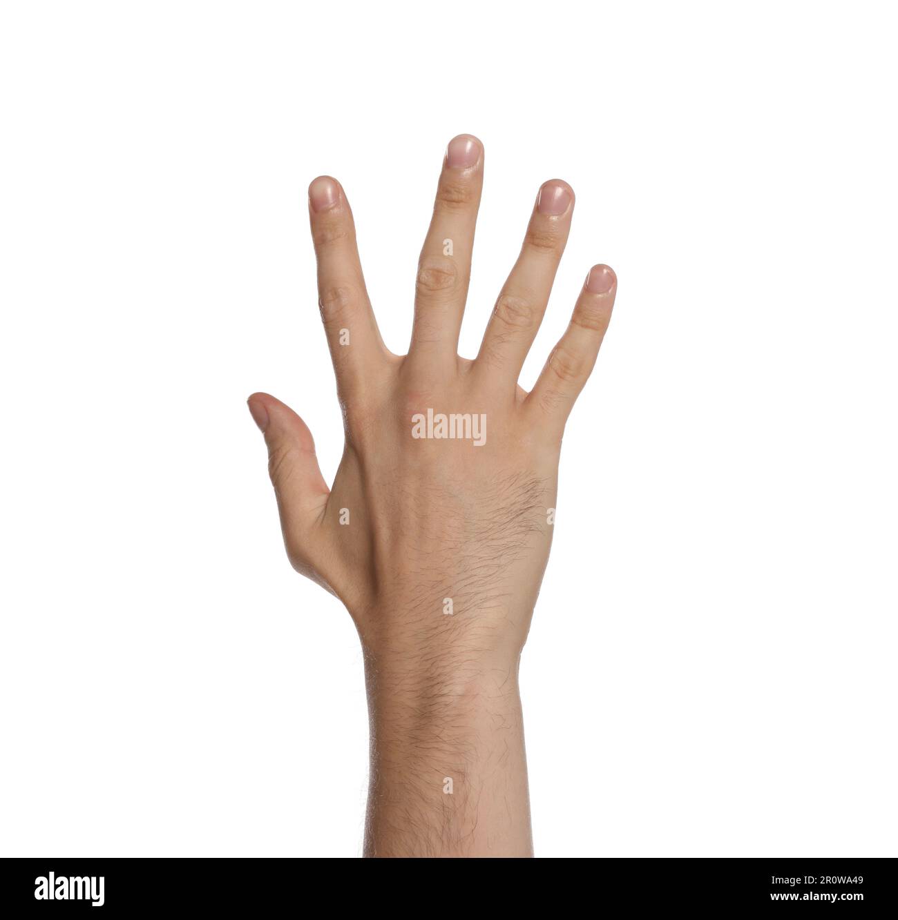 Man on white background, closeup of hand Stock Photo - Alamy