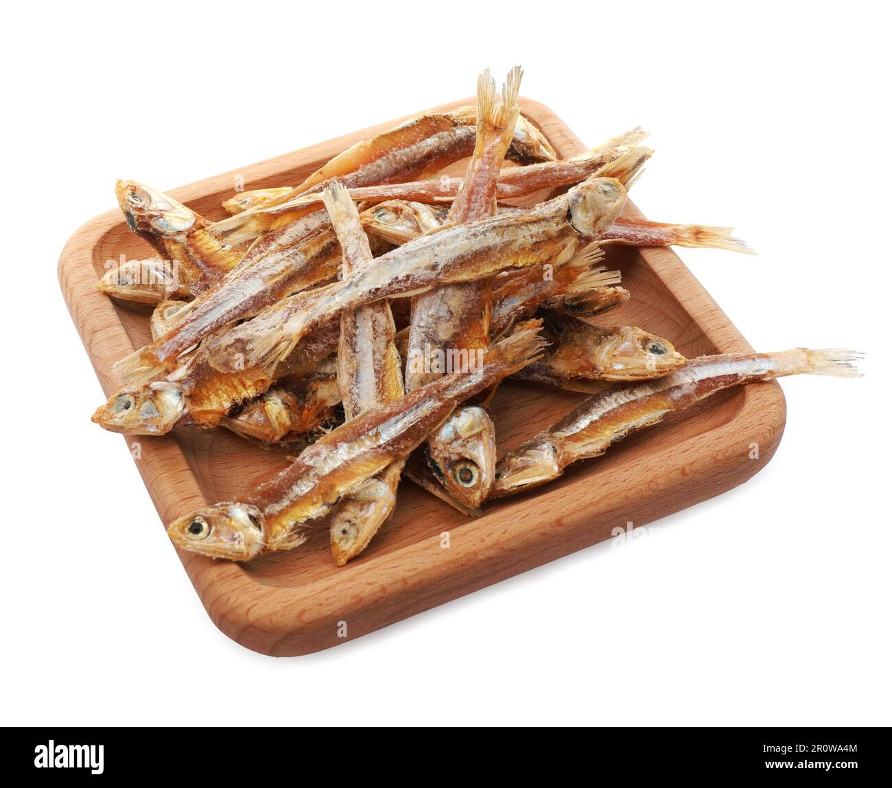 Delicious dried salted anchovies on white background Stock Photo - Alamy