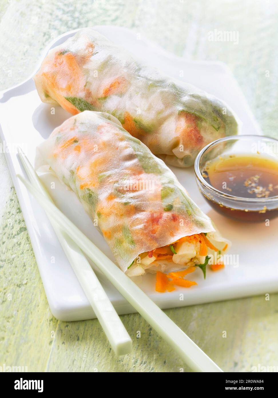 Vegetable and crayfish spring rolls Stock Photo - Alamy