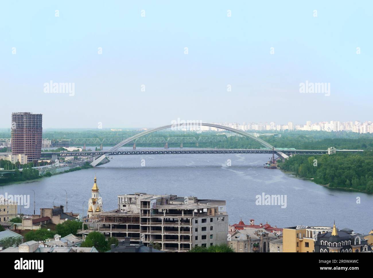Beautiful cityscape with modern bridge over river Stock Photo - Alamy