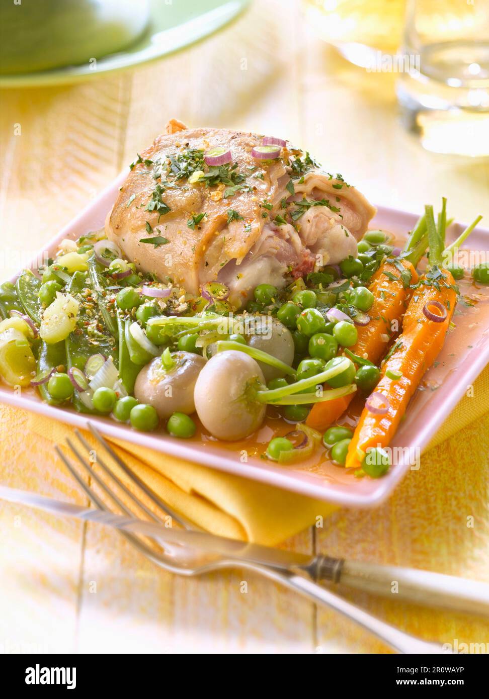 Rabbit and spring vegetable stew Stock Photo - Alamy