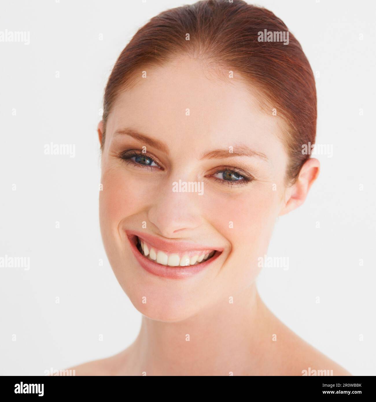 Ginger woman, beauty and portrait in studio for cosmetics, wellness and ...