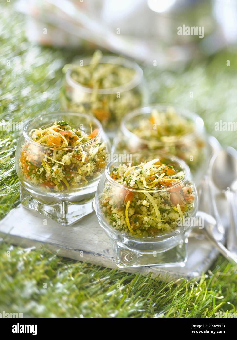 Fine semolina,parsley,raisin,tomato and lemon zest Verrines Stock Photo ...