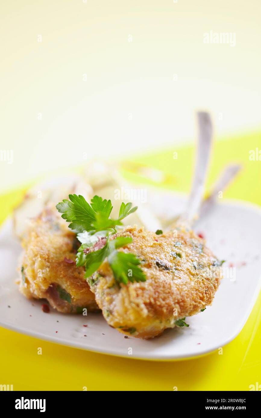 Breaded lamb chops Stock Photo - Alamy