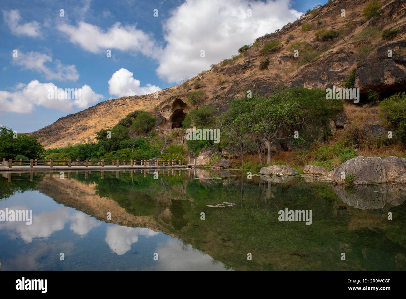 Natural spring that surges in monsoon season, with lily ponds, a cave ...