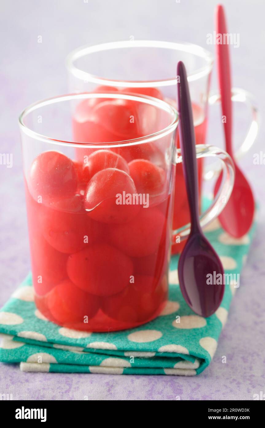 Cherries in syrup Stock Photo - Alamy
