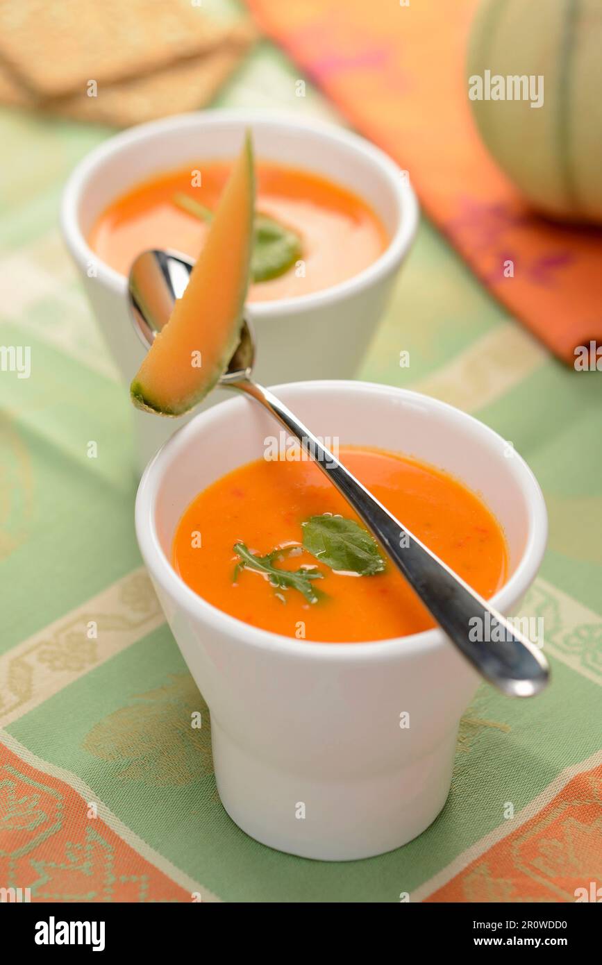 Cold melon soup Stock Photo - Alamy