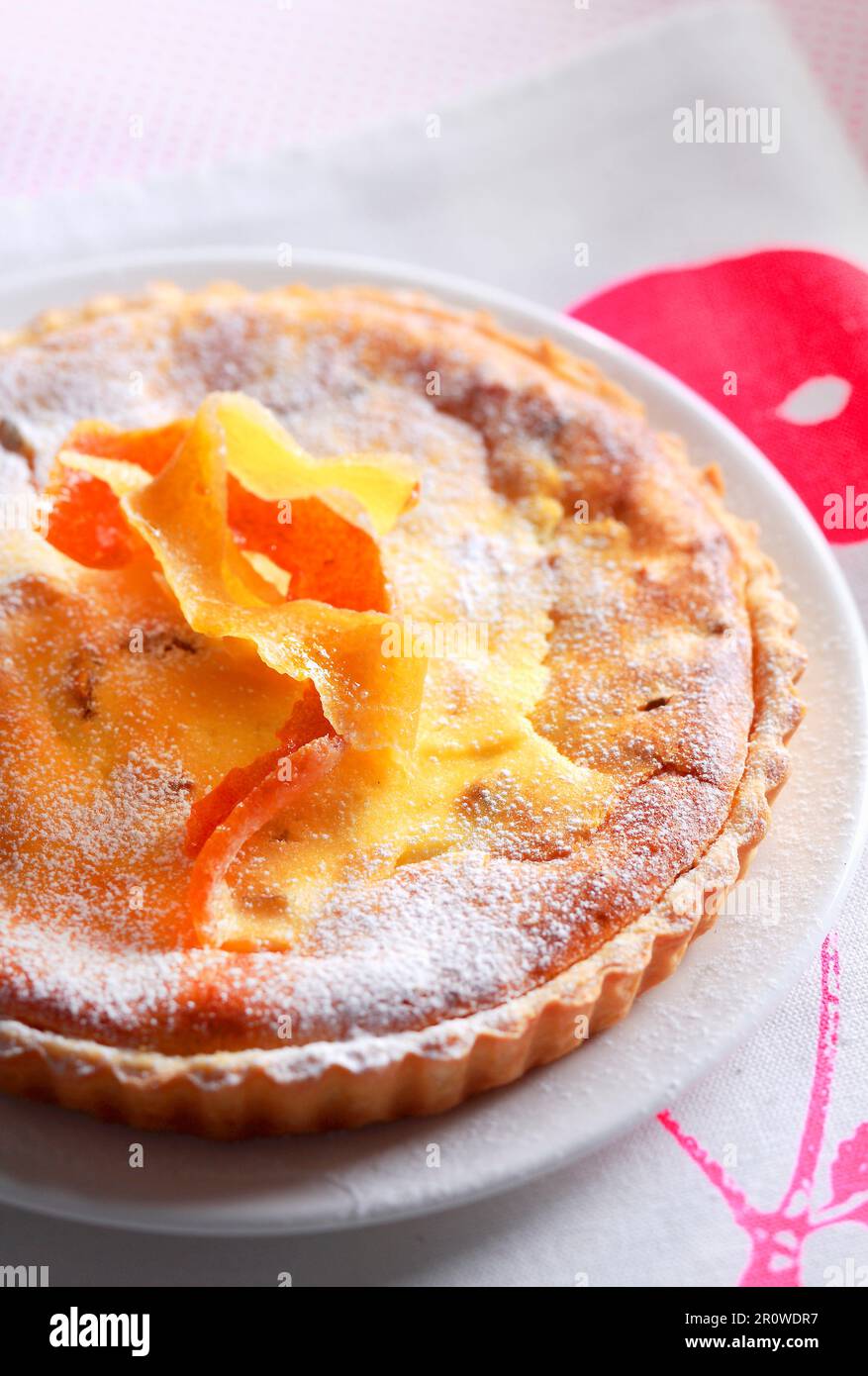 Ricotta,confit orange and lemon rind pie Stock Photo - Alamy