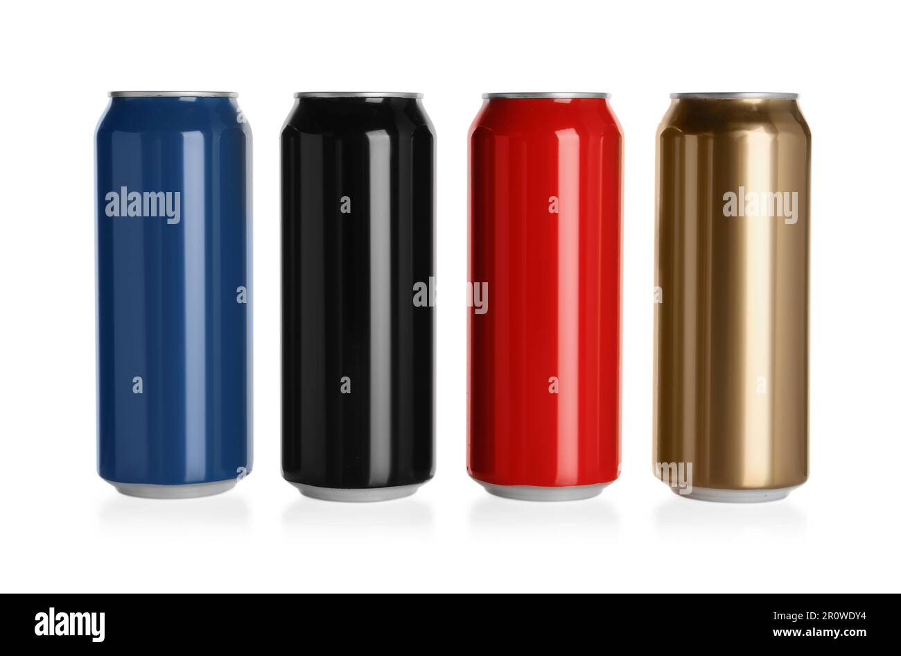 Set of aluminum cans with drinks on white background Stock Photo - Alamy