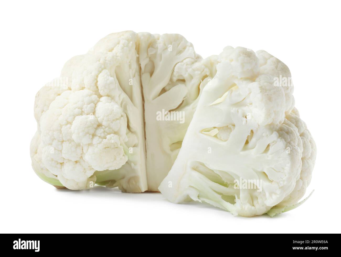 Cut fresh raw cauliflower on white background Stock Photo - Alamy