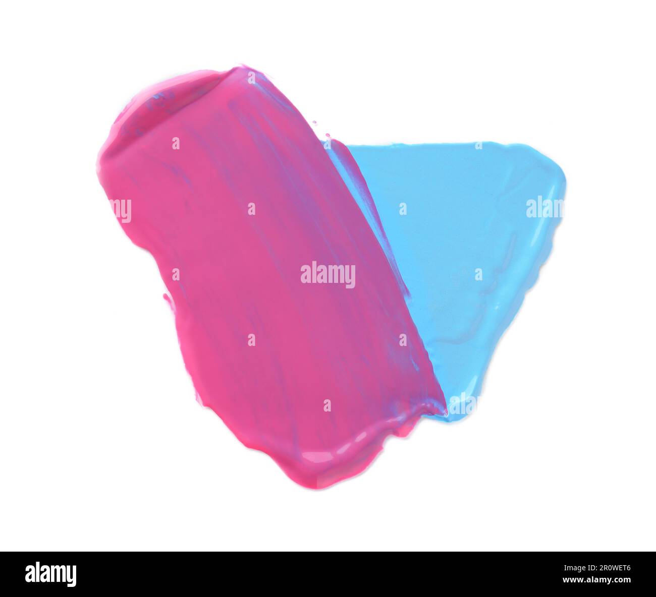 Light blue and pink paint samples on white background, top view Stock ...