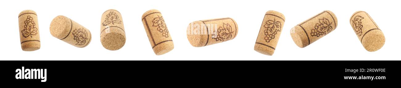 Set with wine corks on white background. Banner design Stock Photo - Alamy