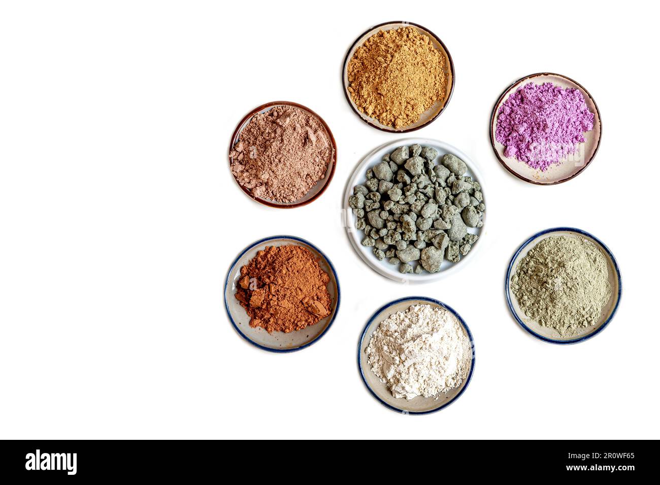 Clay in different colours in bowls on a white background Stock Photo ...