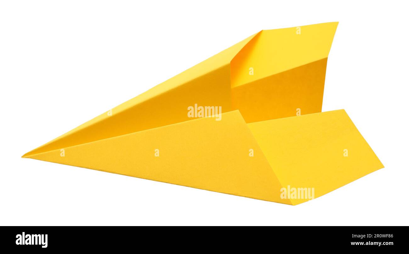 Handmade yellow paper plane isolated on white Stock Photo - Alamy