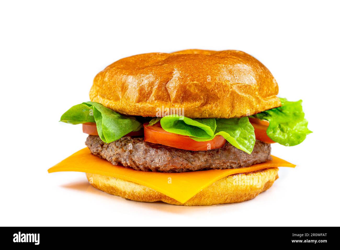Cheeseburger against a white background Stock Photo - Alamy