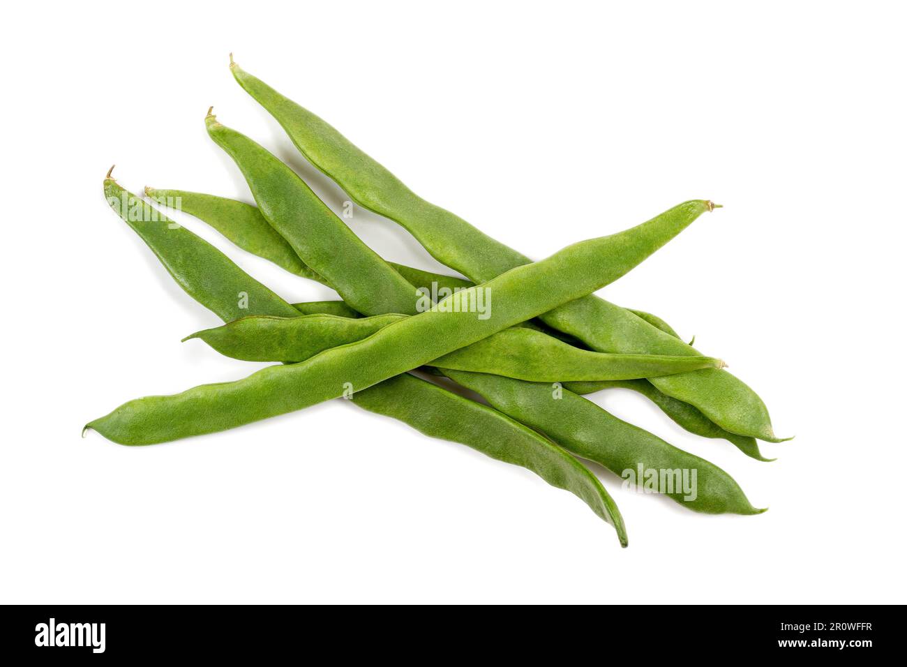 Runner beans on a white background Stock Photo - Alamy
