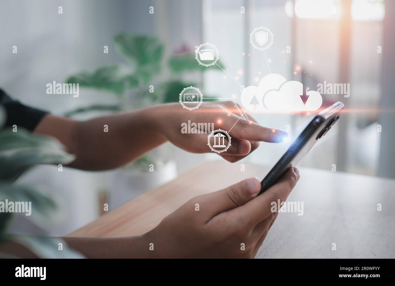 Cloud computing concept, connect communication equipment information ...