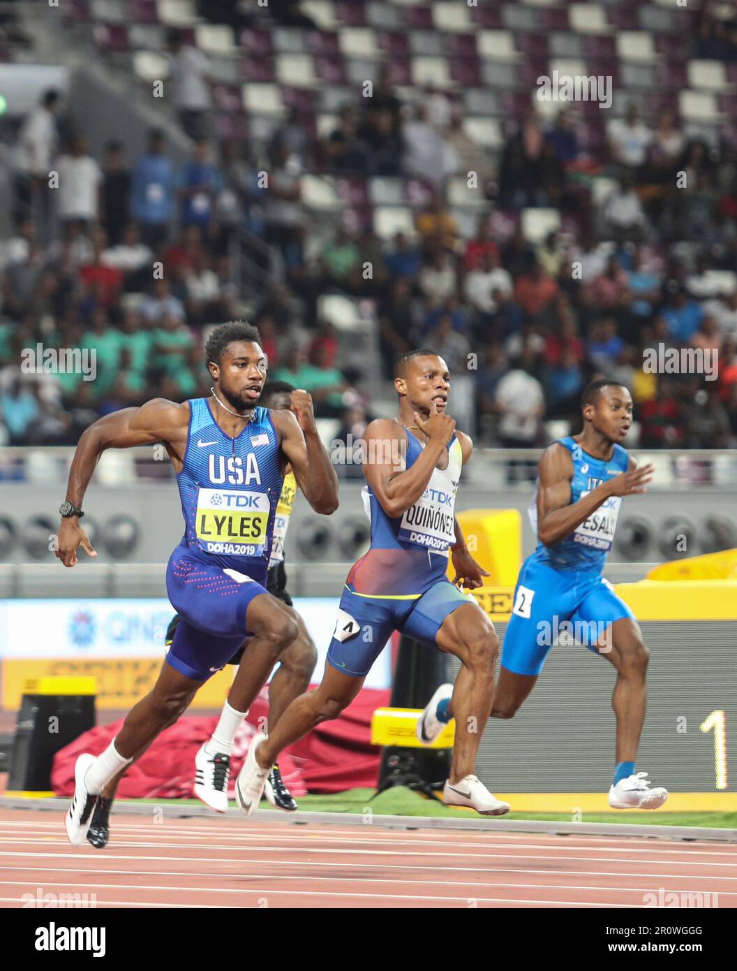 Noah Lyles running the 200m at the 2019 World Athletics Championships ...