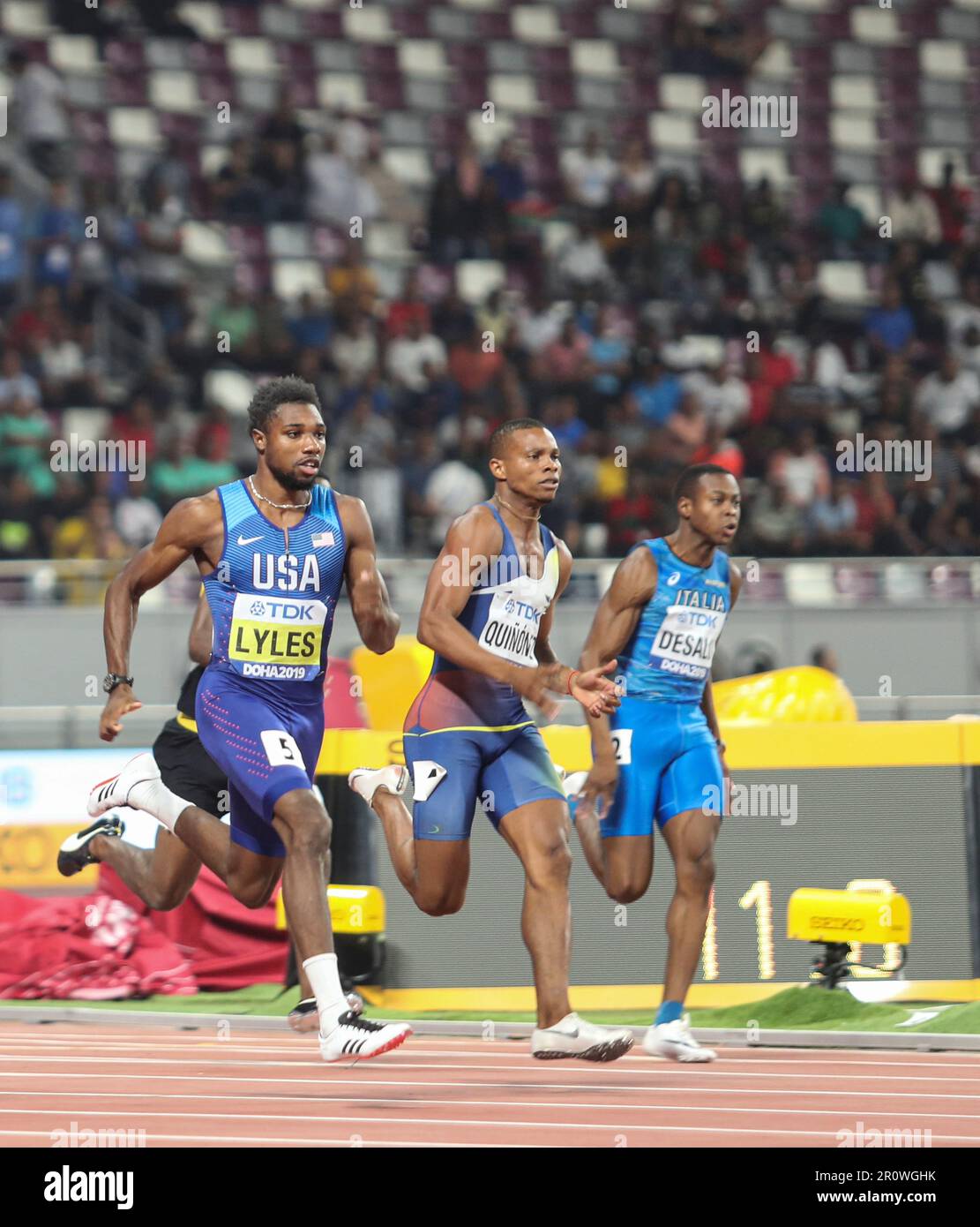 Noah Lyles running the 200m at the 2019 World Athletics Championships ...