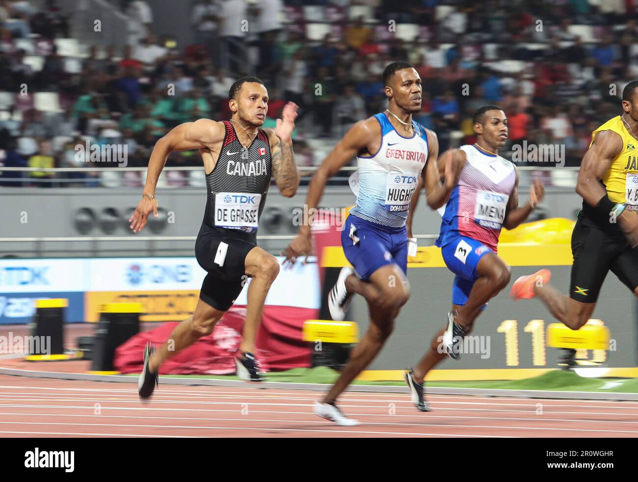 Andre De Grasse running the 200m at the 2019 World Athletics ...