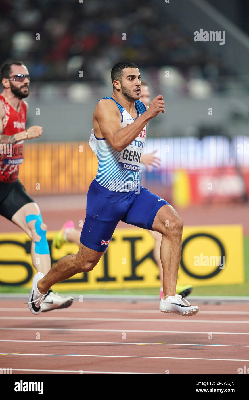 Adam Gemili running the 200m at the 2019 World Athletics Championships ...