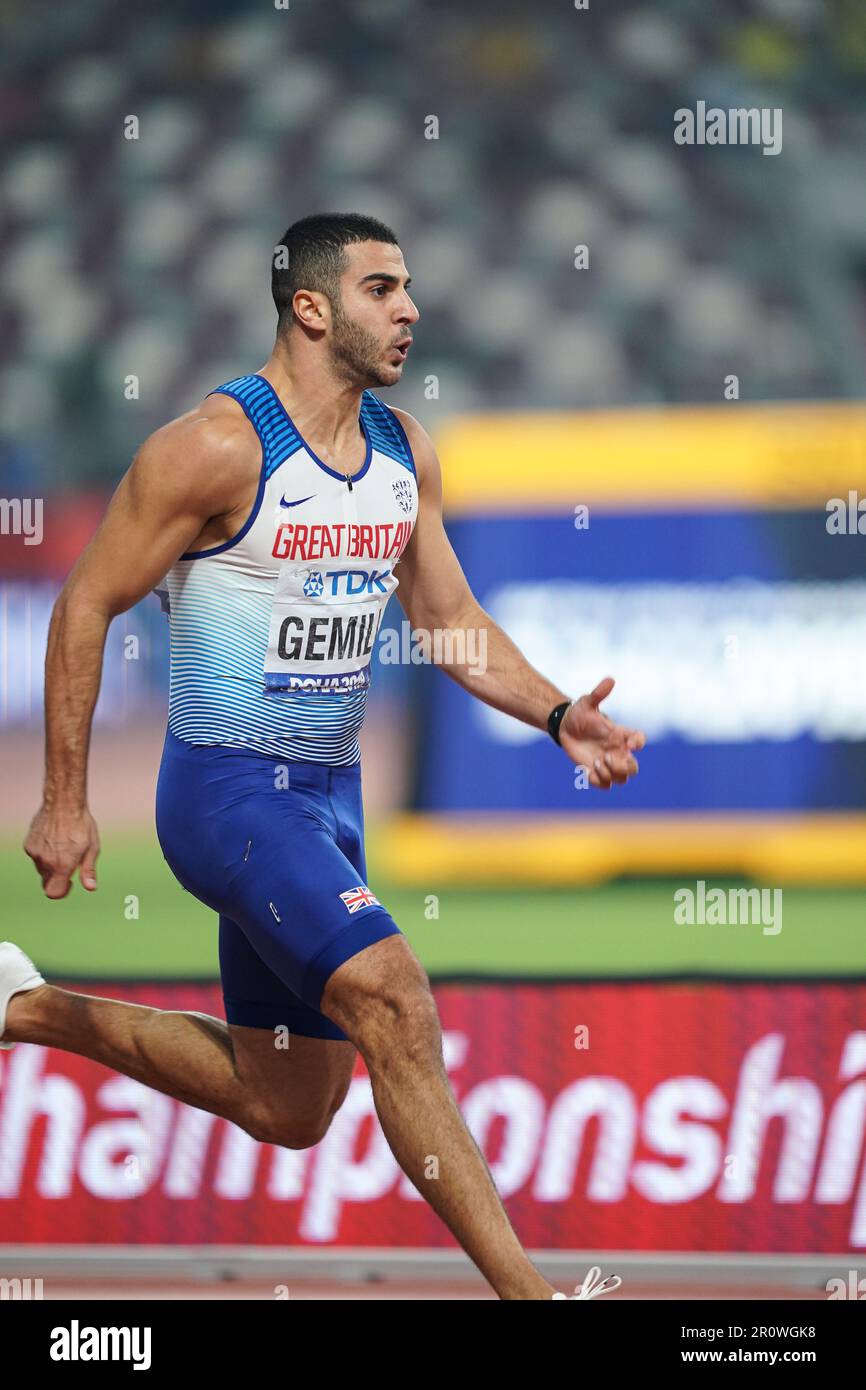 Adam Gemili running the 200m at the 2019 World Athletics Championships ...