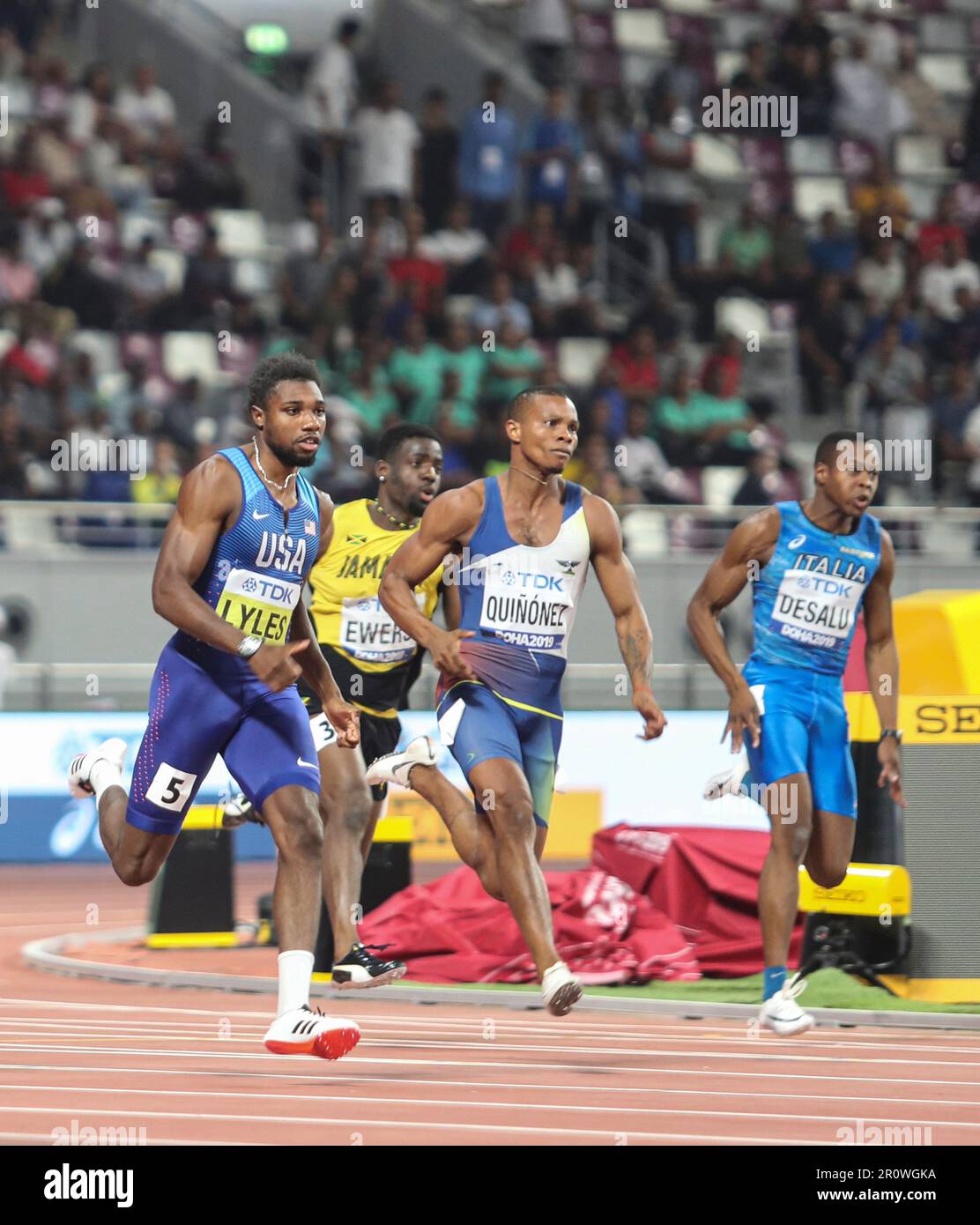 Noah Lyles running the 200m at the 2019 World Athletics Championships ...