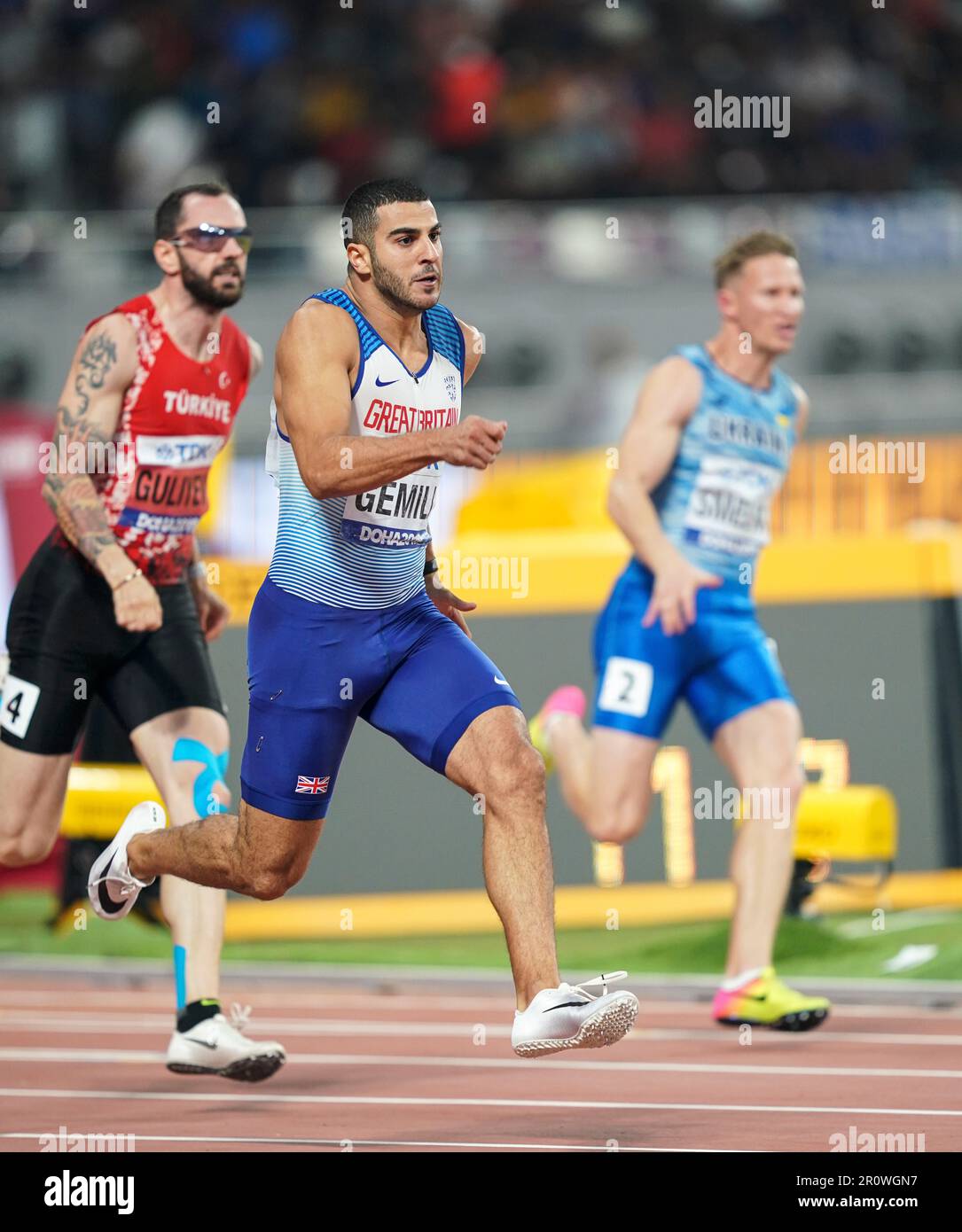 Adam Gemili running the 200m at the 2019 World Athletics Championships ...