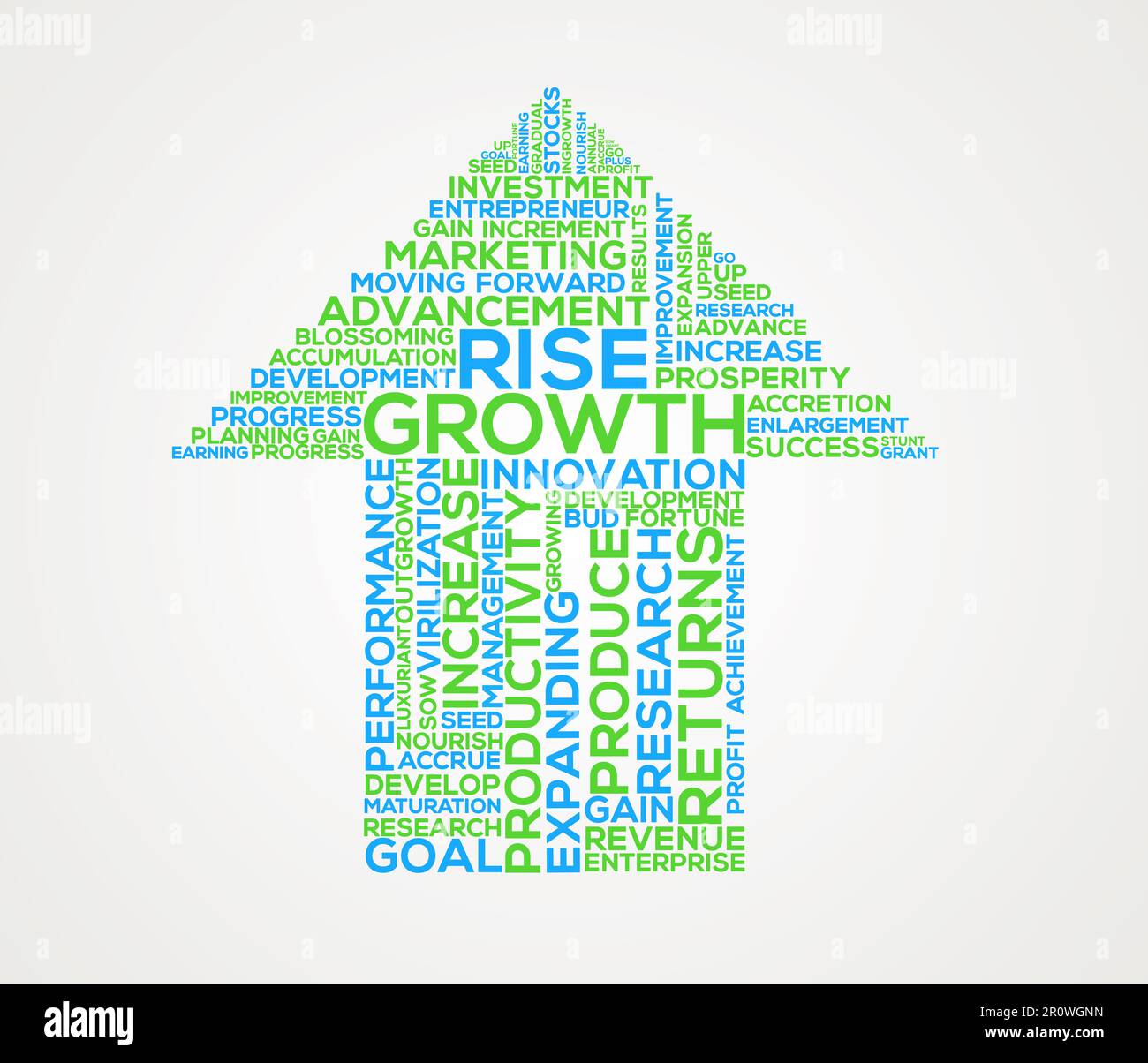 Upward arrow shape, word cloud and motivation for success, productivity ...