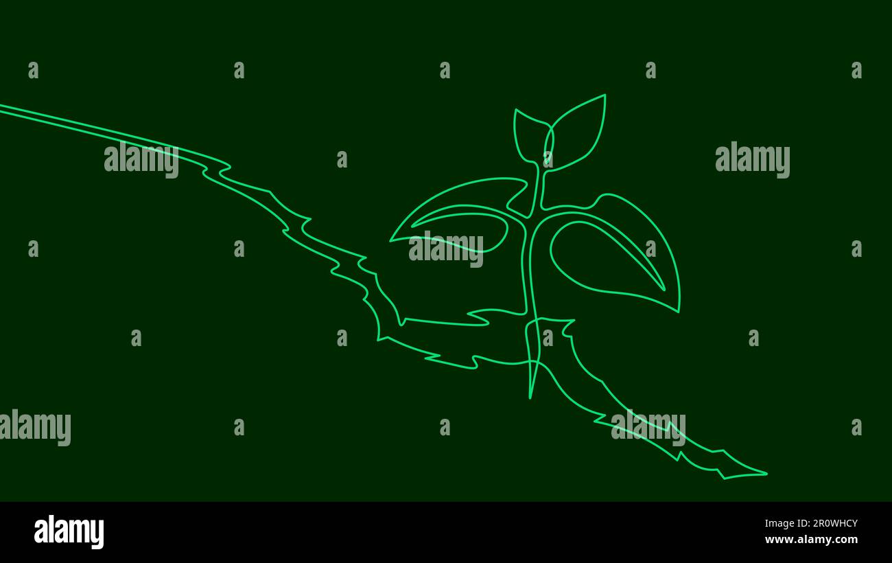 Plant sprout ecological abstract concept. One continuous line tree ...