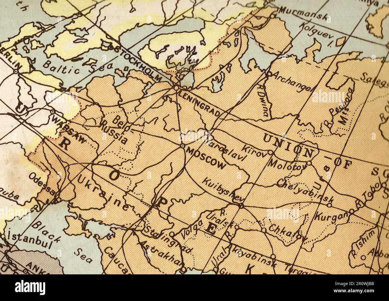 Vintage sepia map of Russia and Ukraine Stock Photo - Alamy