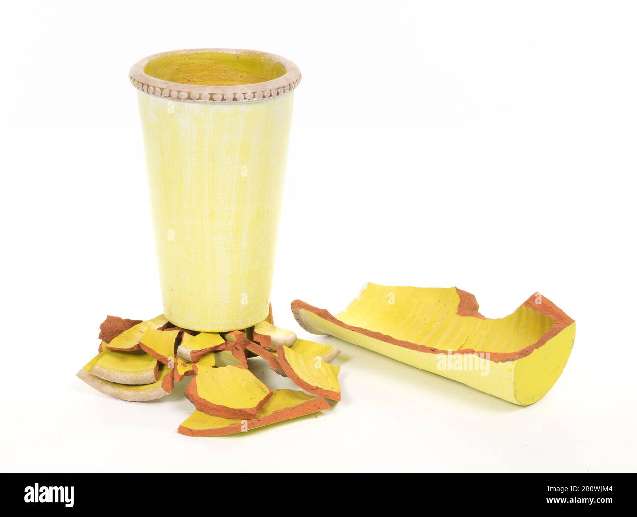 Broken and intact green vase, isolated on white background Stock Photo ...